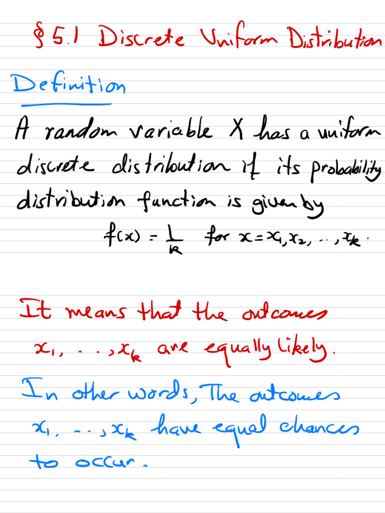 Sec5.2 Discrete Uniform Distribution | PDF | Random Variable ...