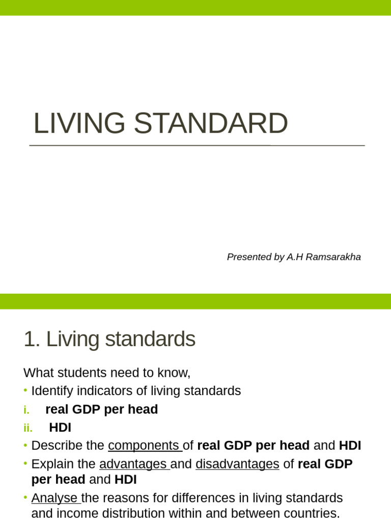 Understanding Living Standards and HDI | PDF | Human Development Index ...