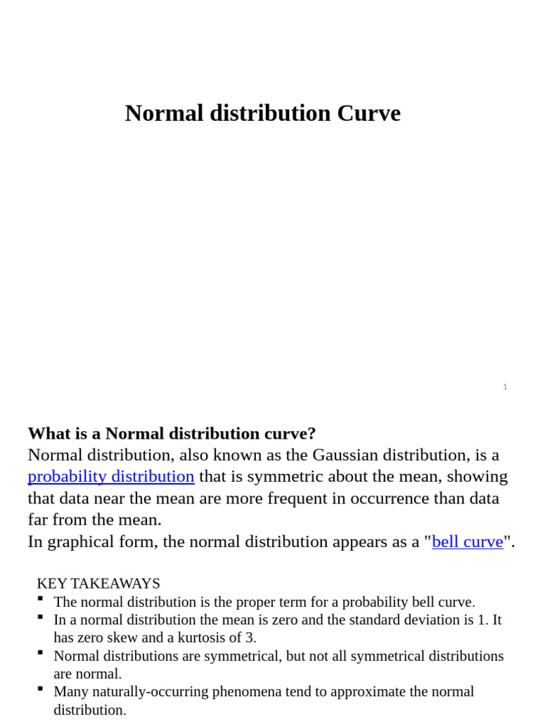 Lecture-9 (Normal Distribution Curve) | PDF | Normal Distribution ...