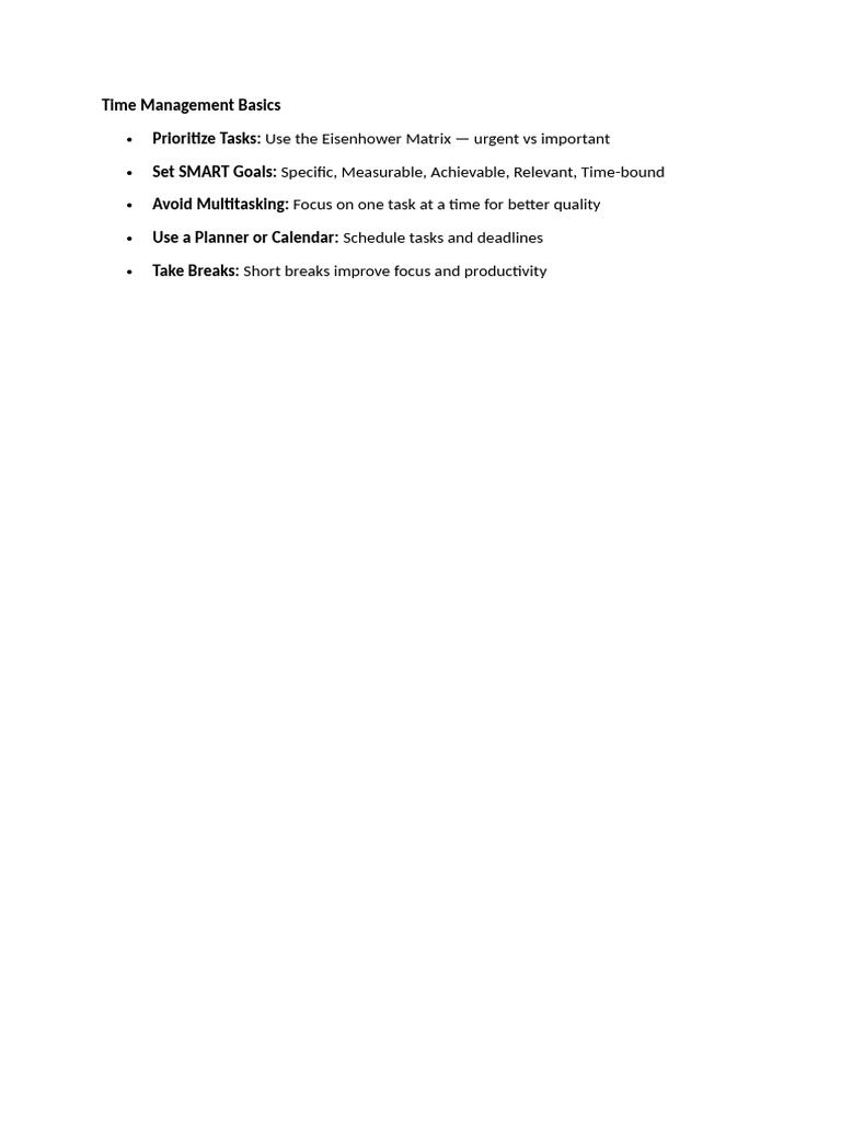 Introduction To Time Management | PDF