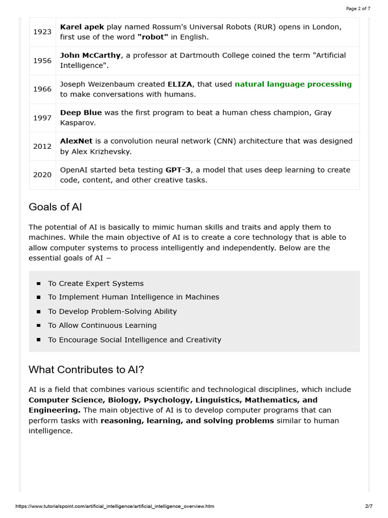 Artificial Intelligence Overview | PDF | Artificial Intelligence | Intelligence (AI) & Semantics