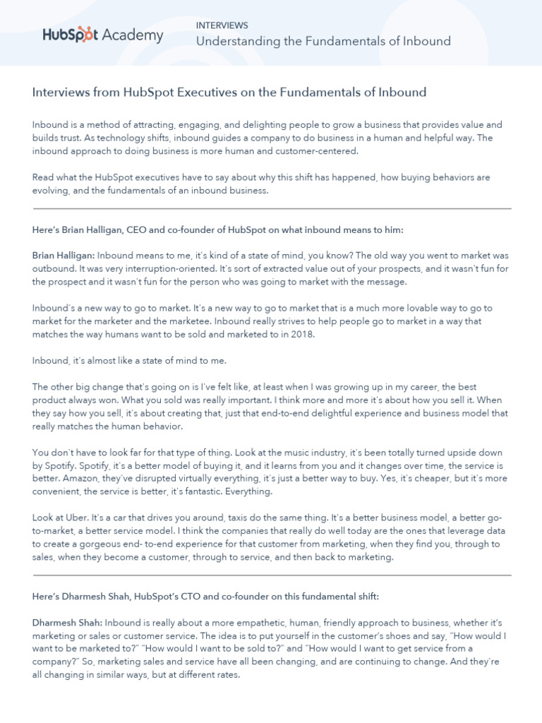 Understanding the Fundamentals of Inbound_Interviews (1) | PDF ...