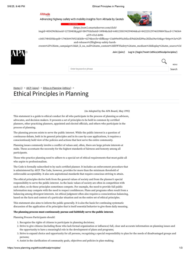Ethical Principles in Planning | PDF | Confidentiality | Advocate