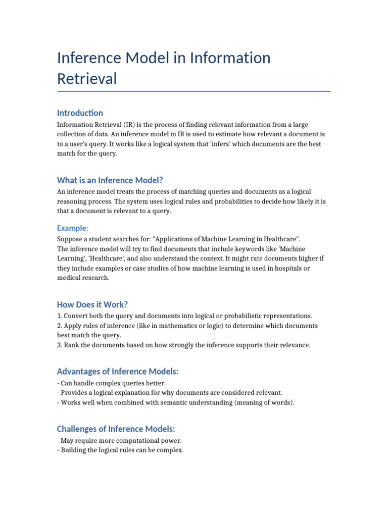 Inference Models in Information Retrieval | PDF