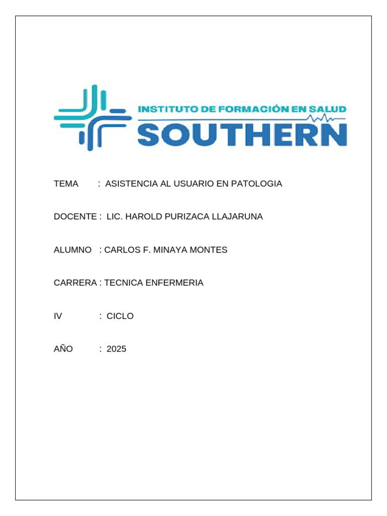 Tarea Ii Tema Asistencia Al Usuario en Patalogia Presentado Por El ...