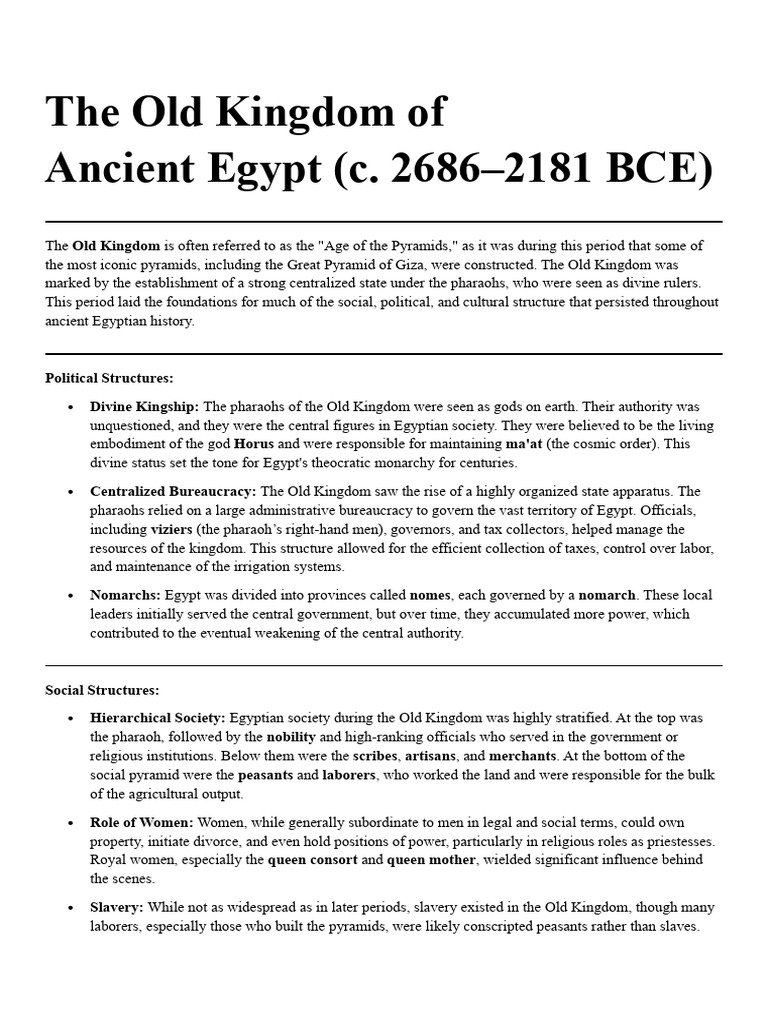Old Kingdom Economic Structure Overview | PDF | Ancient Egypt | Pharaoh