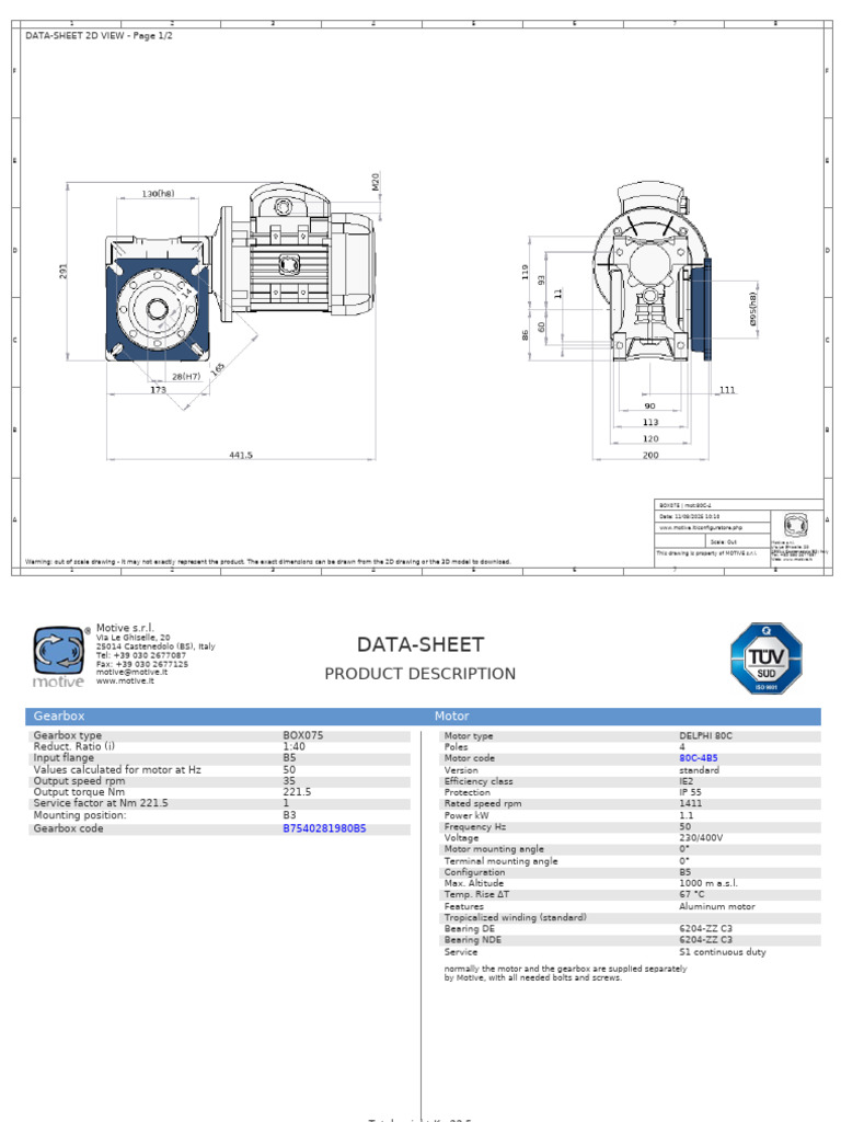 BOX075 Gearbox and Motor Data Sheet | PDF | Electric Motor | Electrical ...