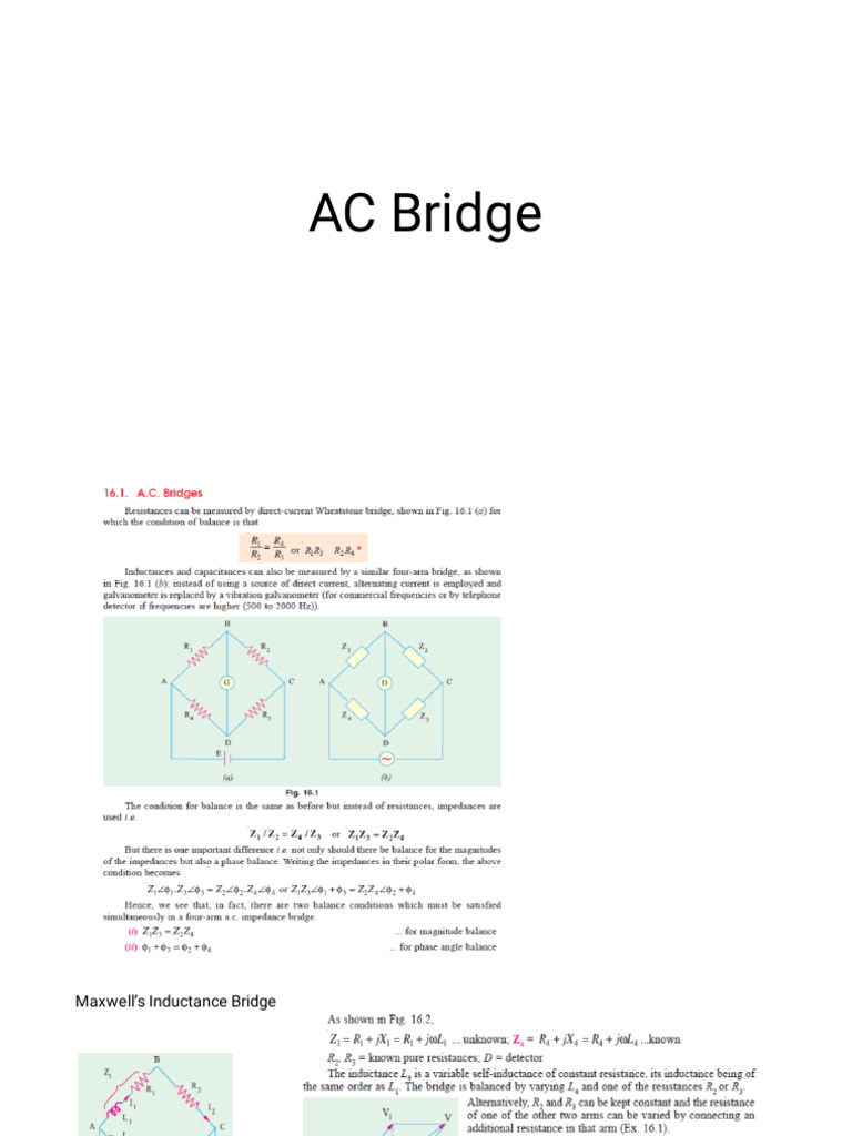 AC Maxwell Bridge Calculations | PDF