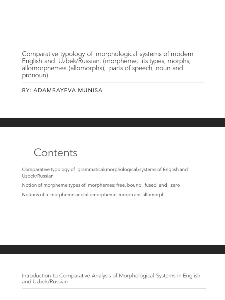 LECTURE 11 Comparative Typology of Morphological Systems of Modern | PDF | Morphology ...