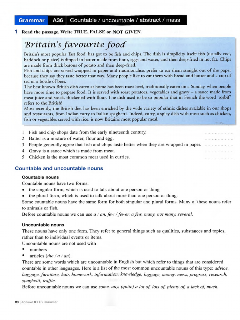 Countable and Uncountable Nouns Guide | PDF | Noun | French Fries