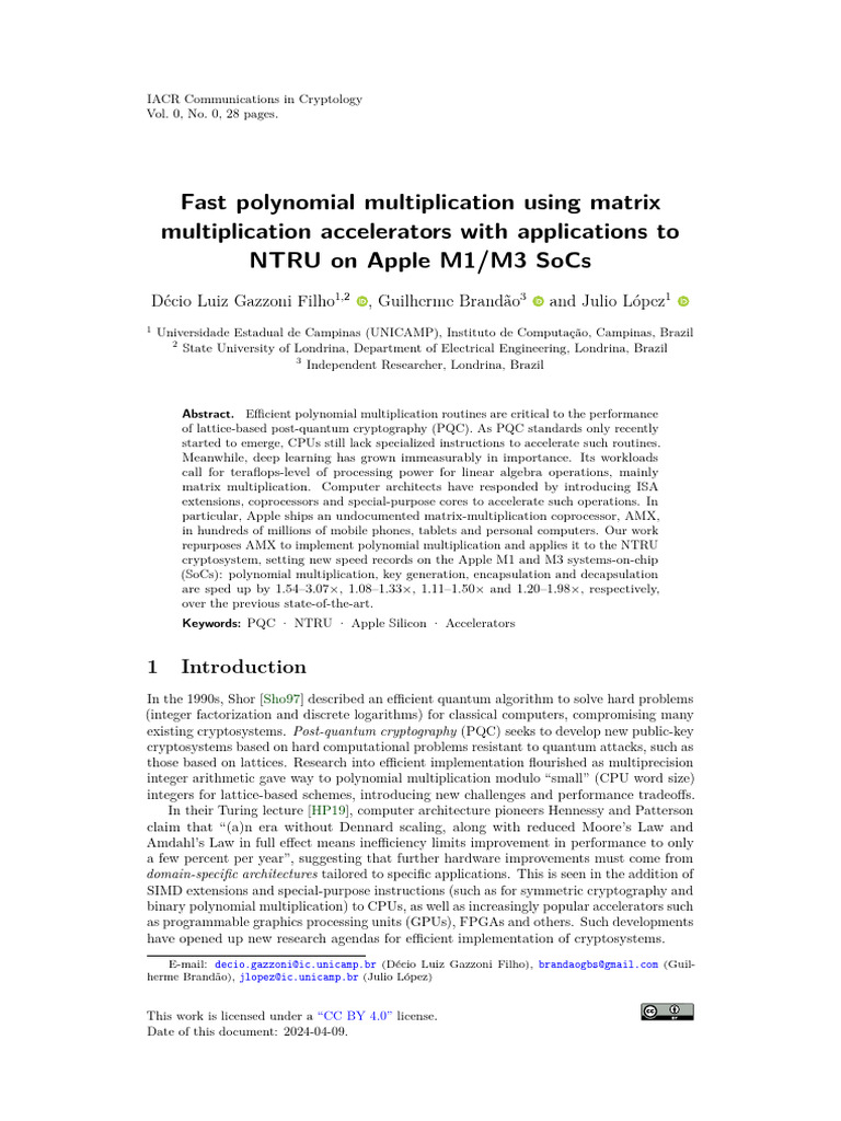 Fast Polynomial Multiplication Using Matrix Multiplication Accelerators With Applications To ...