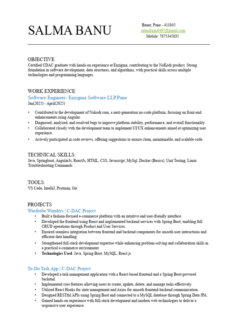 Enzigma Software Engineer Profile | PDF | Computer Programming ...