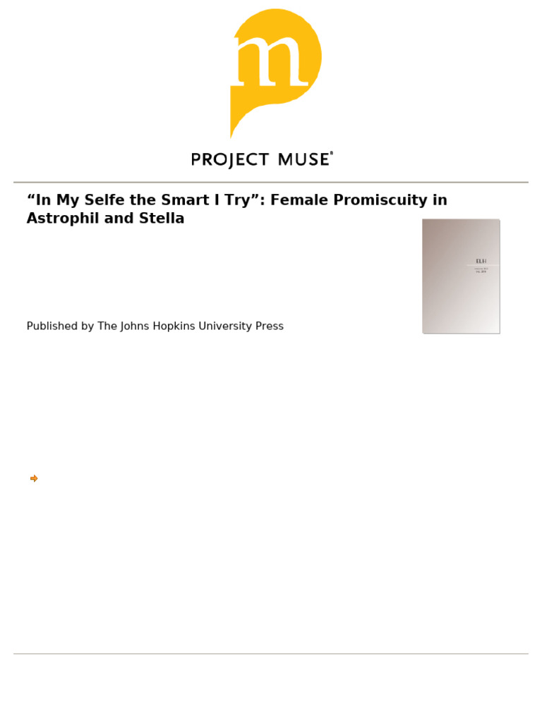 "In My Selfe The Smart I Try" Female Promiscuity in Astrophil and ...