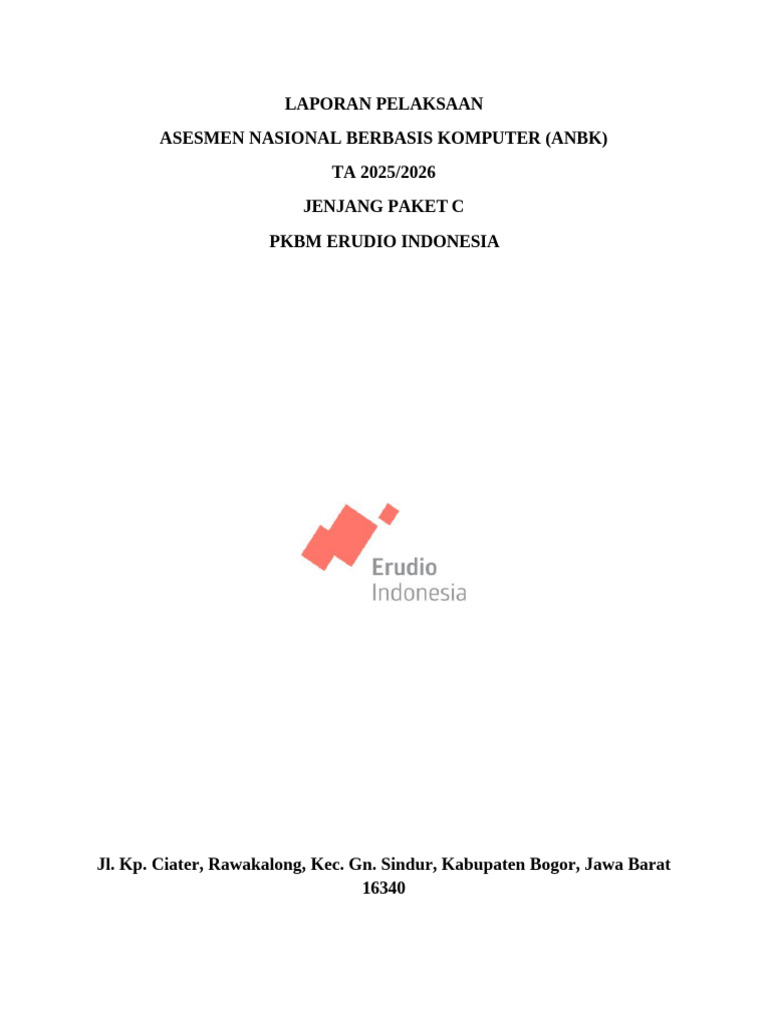 Laporan Pelaksanaan ANBK 2025 Paket C | PDF