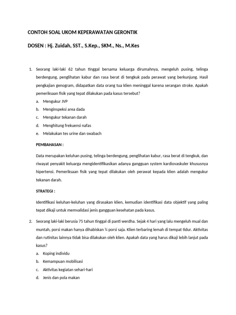 Soal Ukom Keperawatan Gerontik | PDF