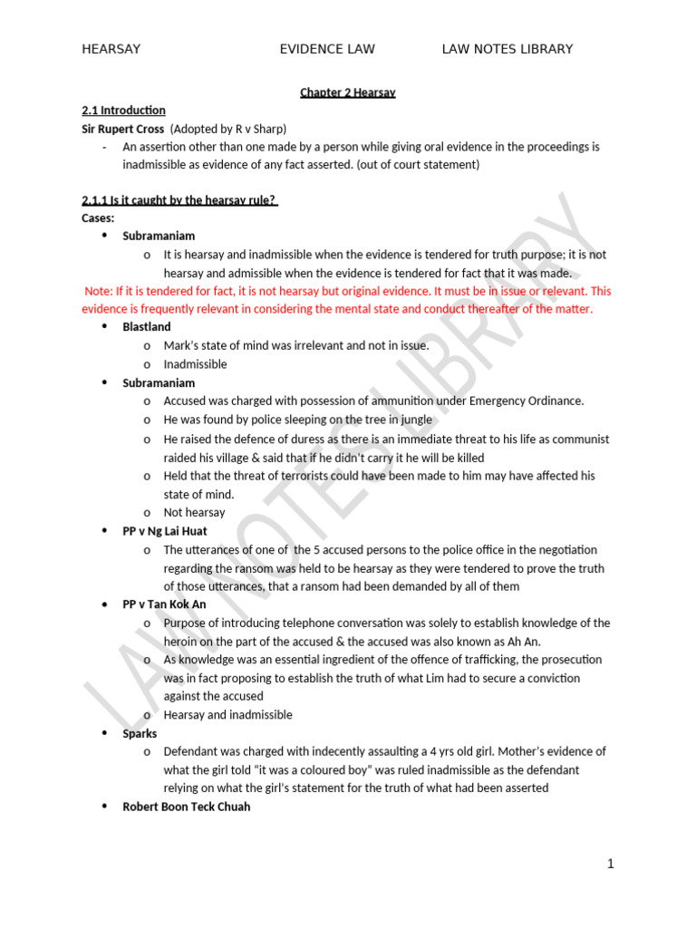 Understanding Hearsay in Evidence Law | PDF | Hearsay | Hearsay In ...