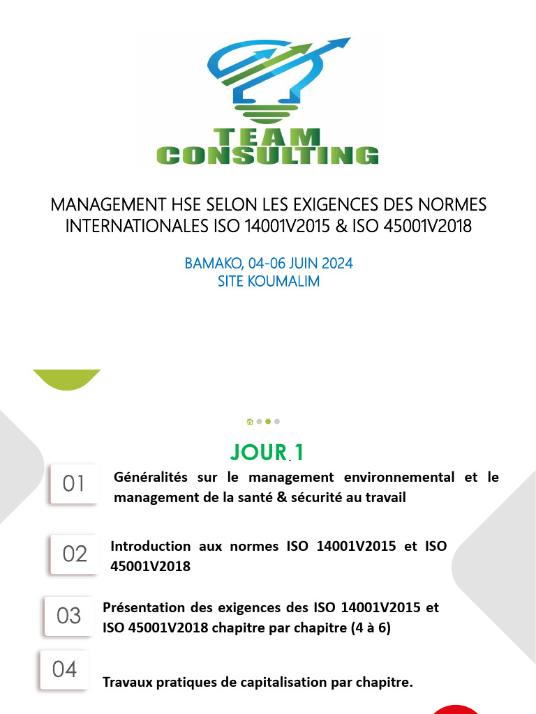 Formation HSE : Normes ISO 14001 & 45001 | PDF | Santé et sécurité au ...