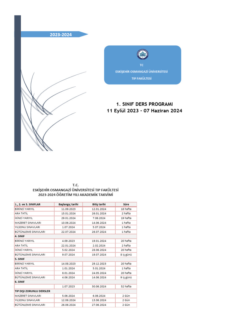 1-SINIF-DERS-PROGRAMI-2023-2024 | PDF