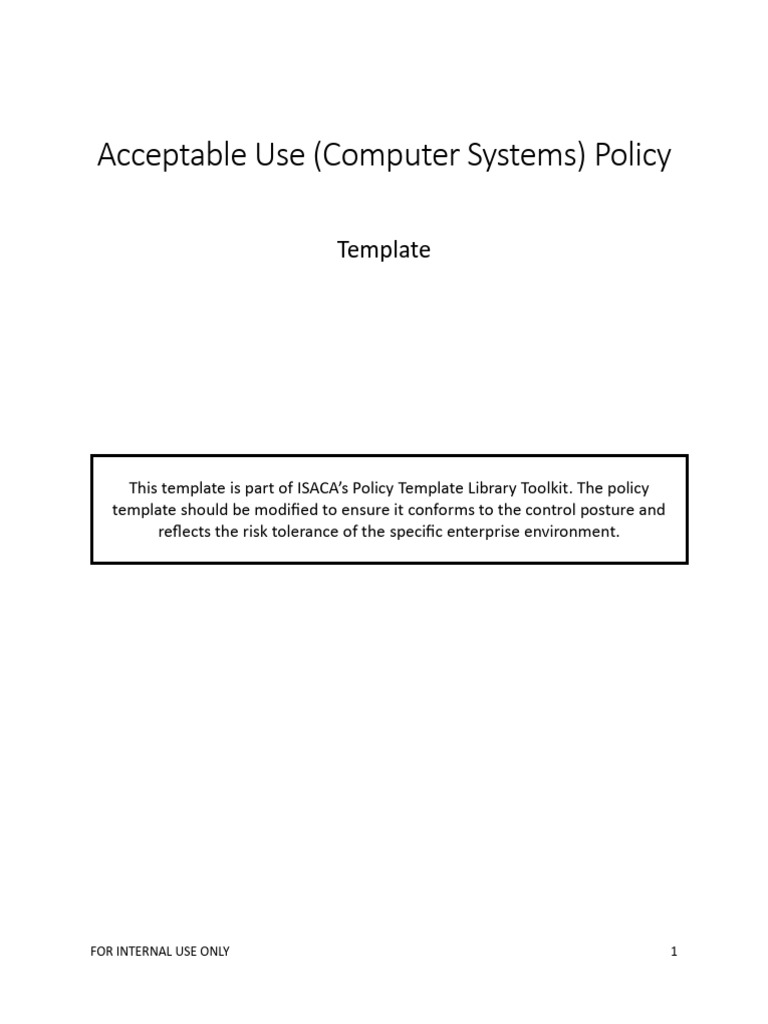Acceptable Use Policy Template | PDF | Chief Information Officer ...