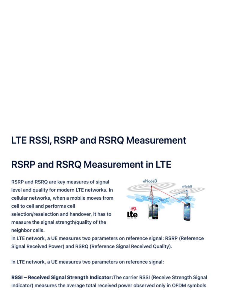 LTE Signal Measurement Parameters | PDF | Bandwidth (Signal Processing ...
