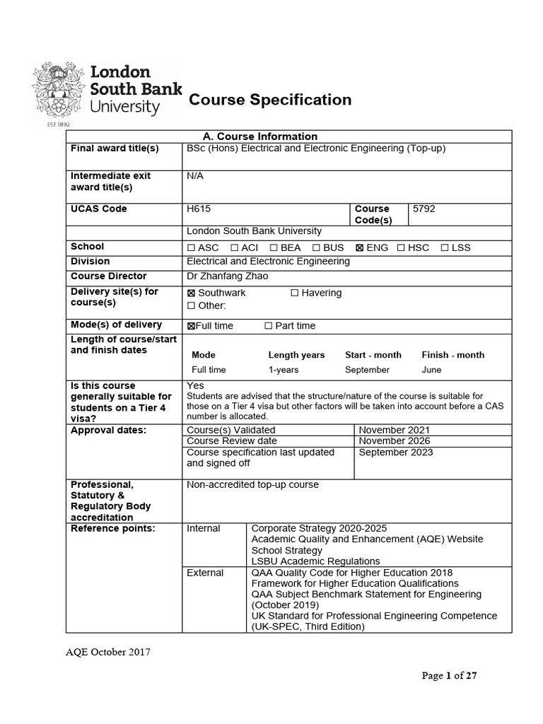 BSc (Hons) Electrical Engineering Top-up | PDF | Engineering | Knowledge