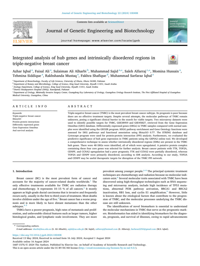 Integrated Analysis of Hub Genes and Intrinsical 2024 Journal of ...