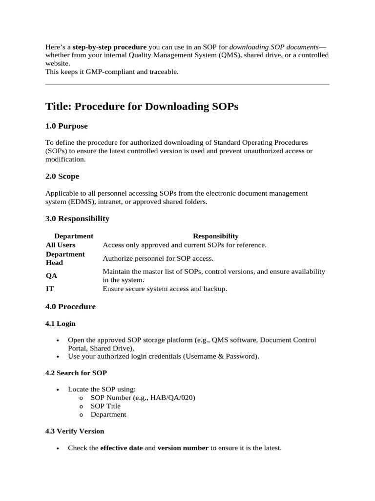 Procedure For Download Sop | PDF | Computer File | Version Control