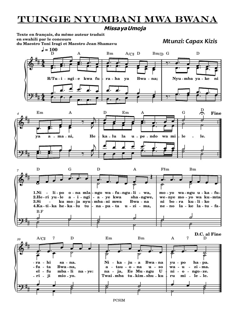 TUINGIE NYUMBANI MWA BWANA (1) | PDF