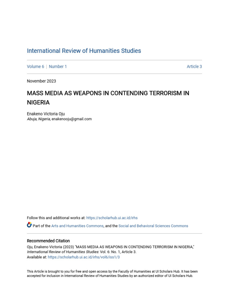 Media's Role in Nigeria's Terrorism Fight | PDF | Boko Haram | World ...