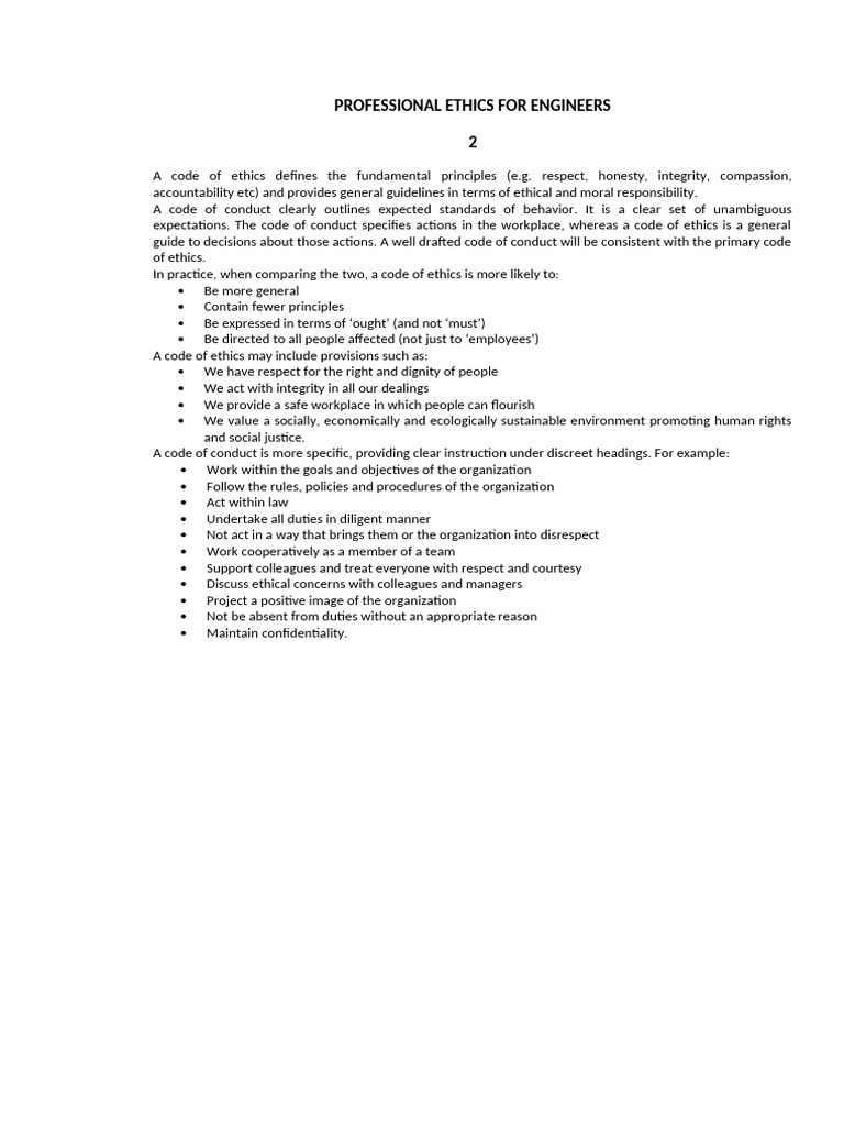 PROFESSIONAL ETHICS FOR ENGINEERS -2 | PDF