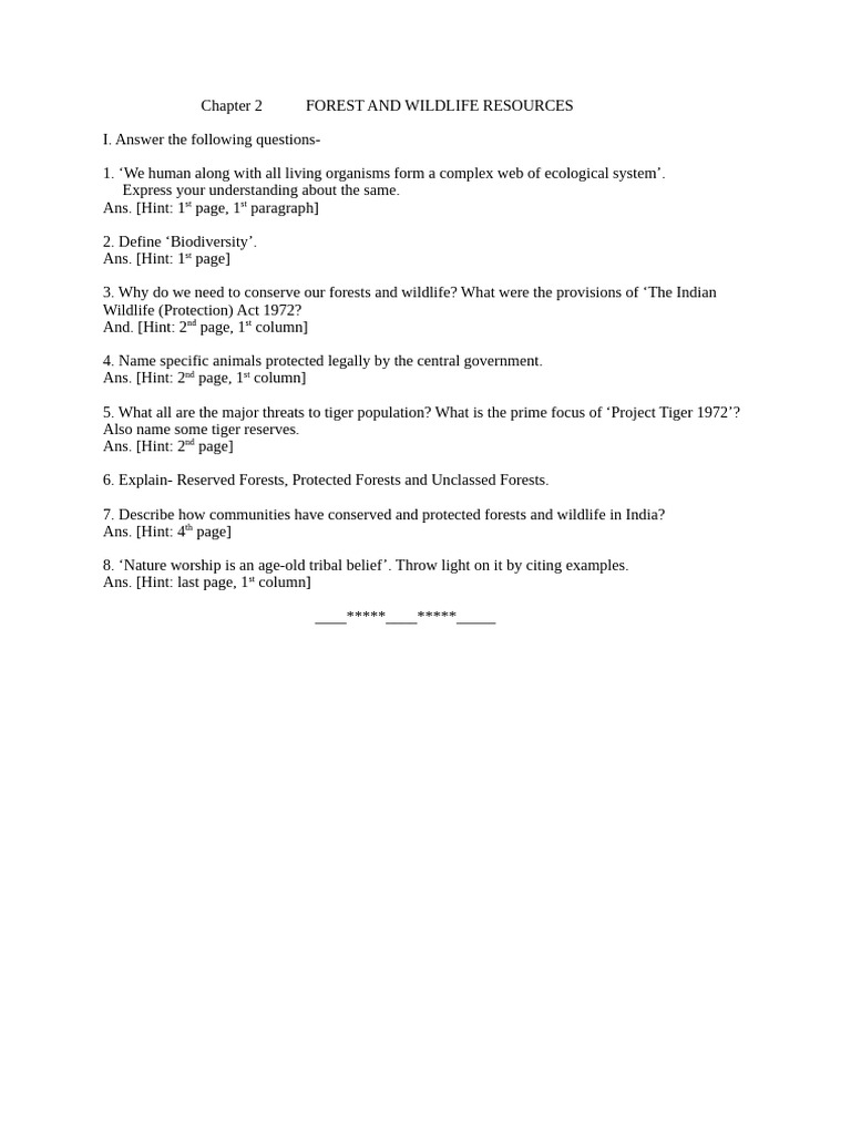 Chapter 2 Forest and Wild LIfe | PDF