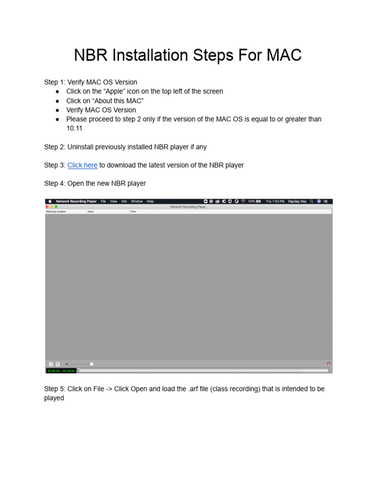 NBR Installation - Steps MAC | PDF