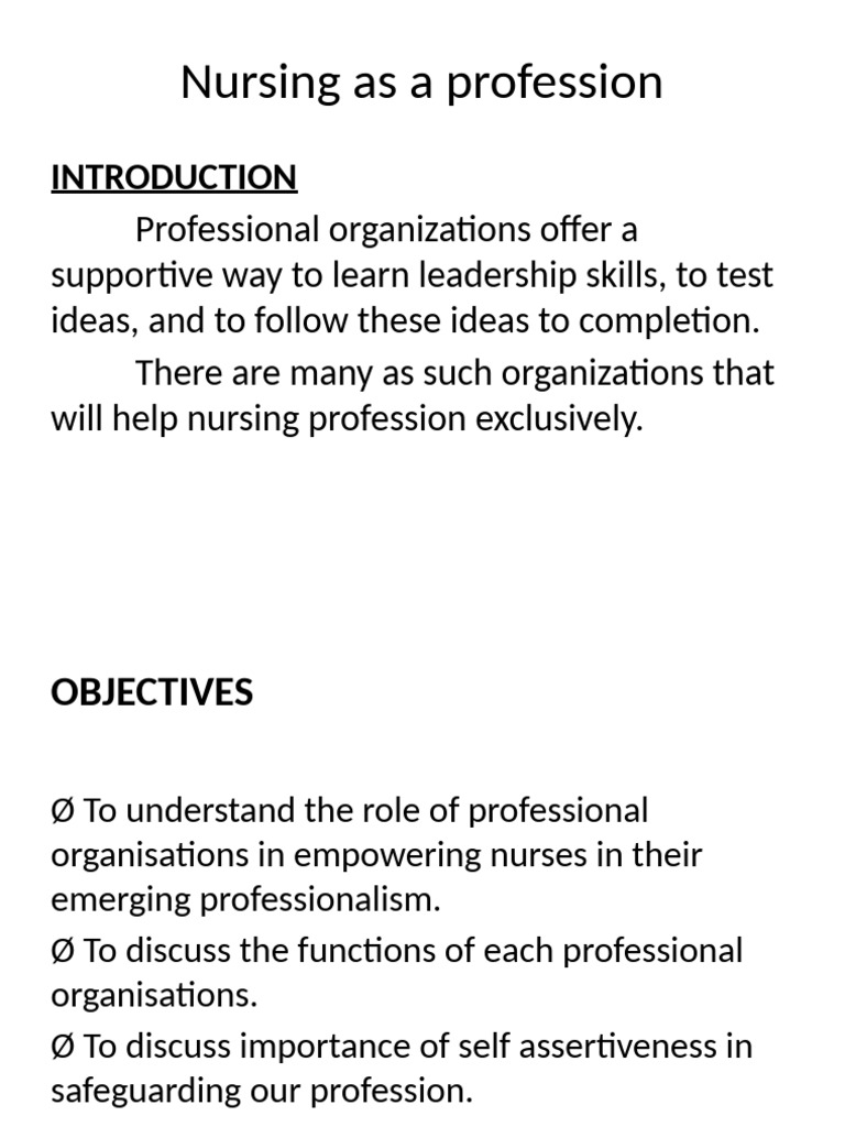 Nurisng As A Profession. | PDF | Nursing | Profession