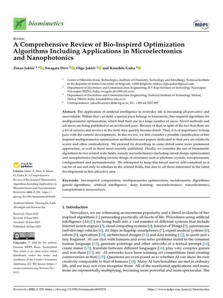 2023 - A Comprehensive Review of Bio-Inspired Optimization Algorithms Including Applications ...