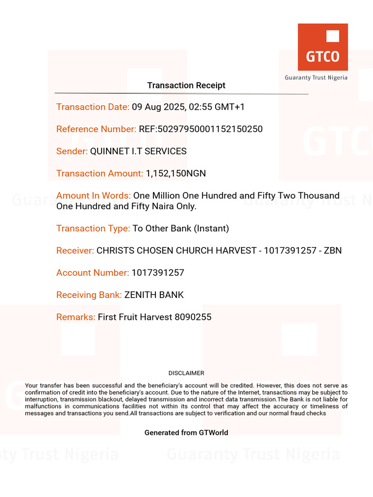 Transaction Date: Reference Number: Sender: Transaction Amount: Amount ...