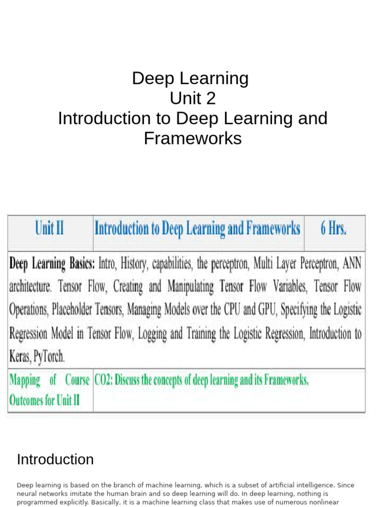Deep Learning Unit 2 | PDF | Deep Learning | Machine Learning
