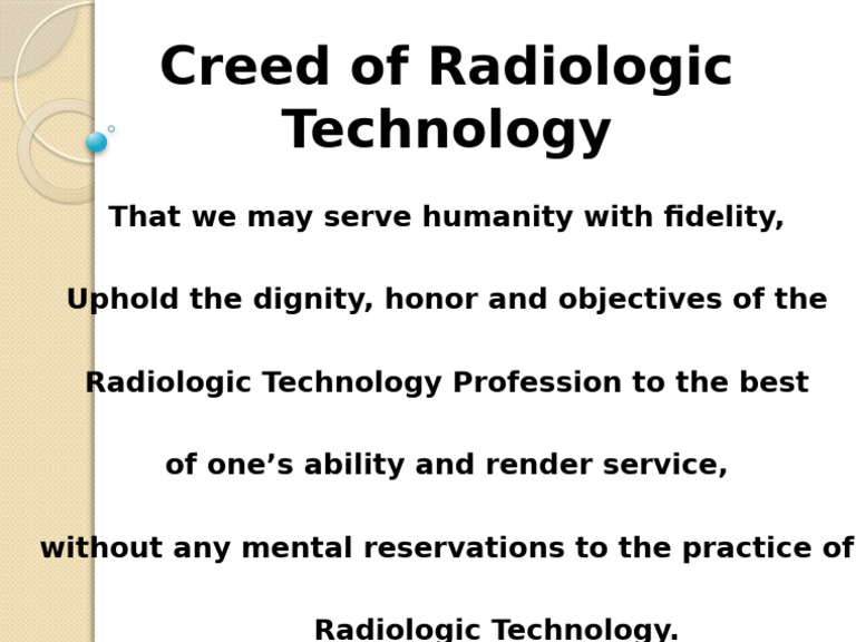 Radiologic Technology Creed | PDF