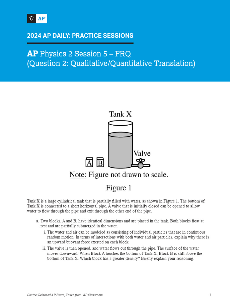 AP Physics 2: Fluids FRQ Practice | PDF | Buoyancy | Physical Sciences