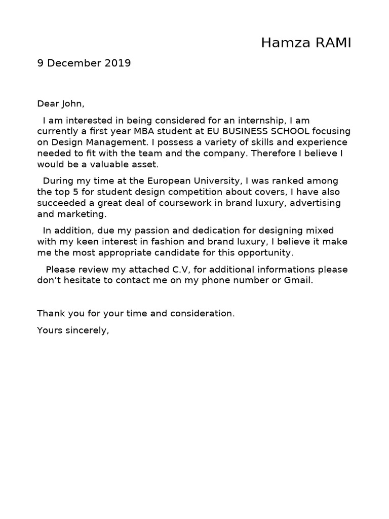 Covering Letter' | PDF