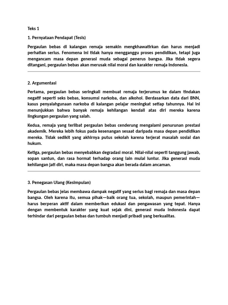 Dampak Pergaulan Bebas pada Remaja | PDF