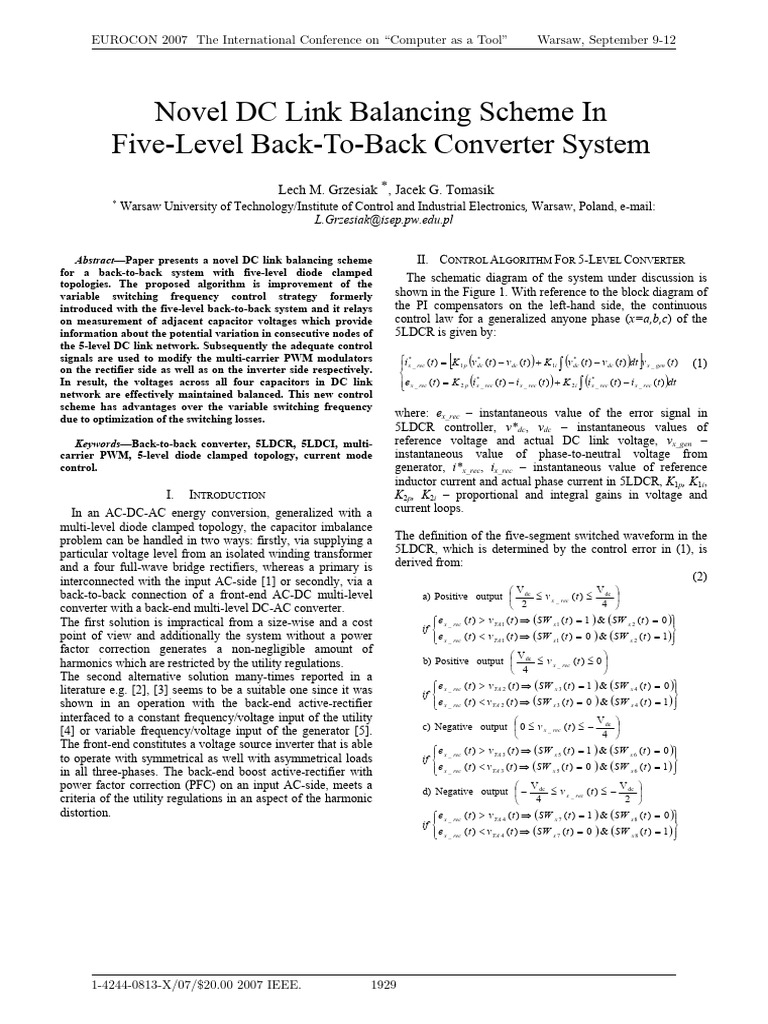 DC Link Balancing in 5-Level Converters | PDF | Power Inverter | Rectifier