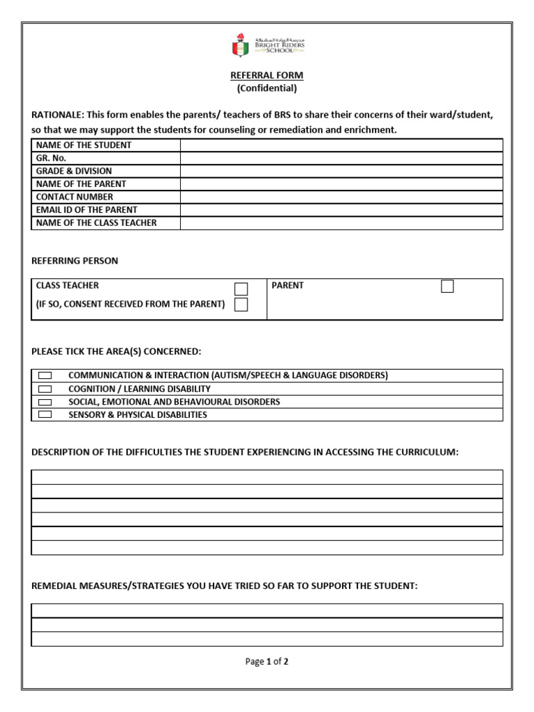 BRS Behavior Referral Form | PDF