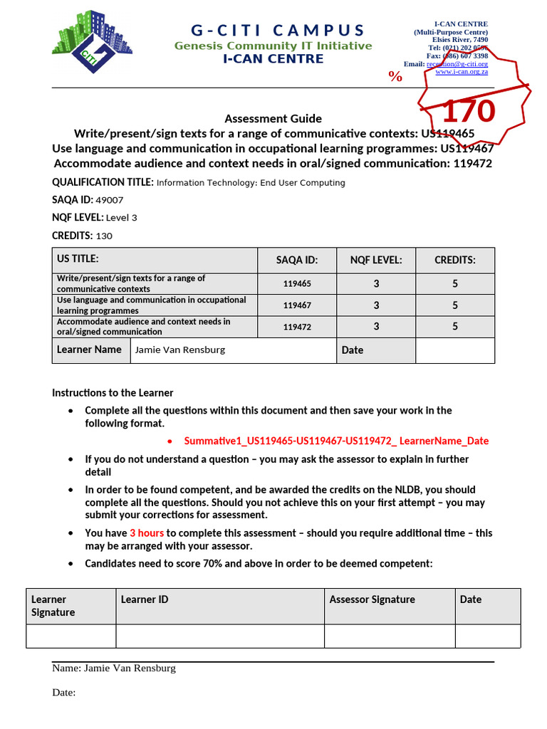 Summative1 - US119465 - Jamie Van Rensburg | PDF | Speed Reading ...