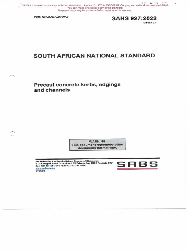 Sans 927-2022 | PDF