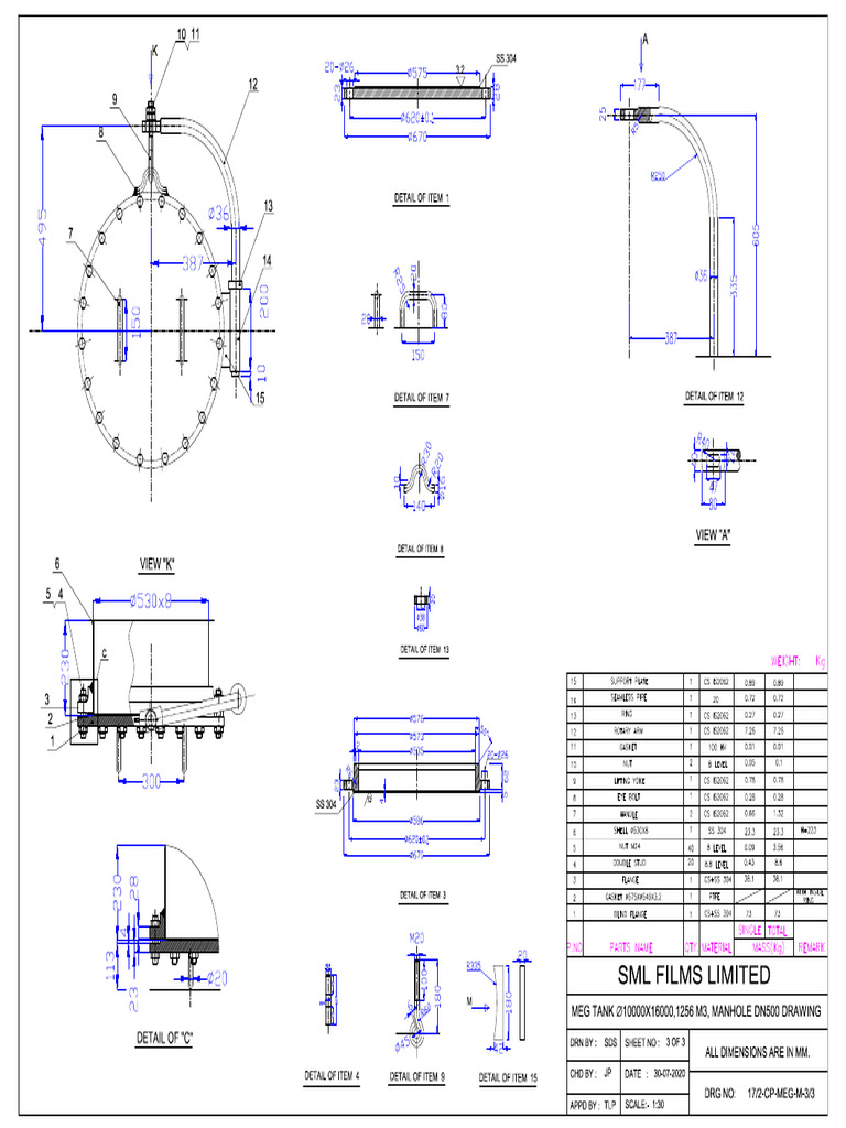 Meg Tank Man Hole Drg 3-3 | PDF