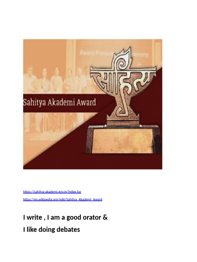 Sahitya Akademi Award (India) | PDF