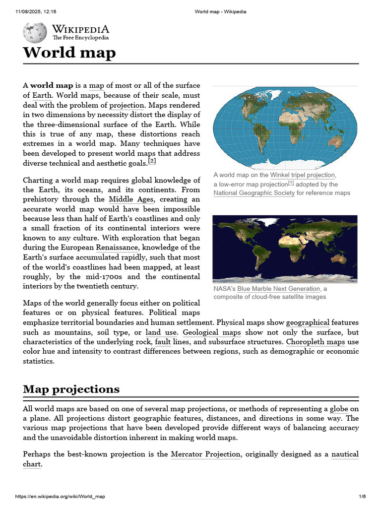 World Map Projections Overview | PDF | Geographic Data And Information ...