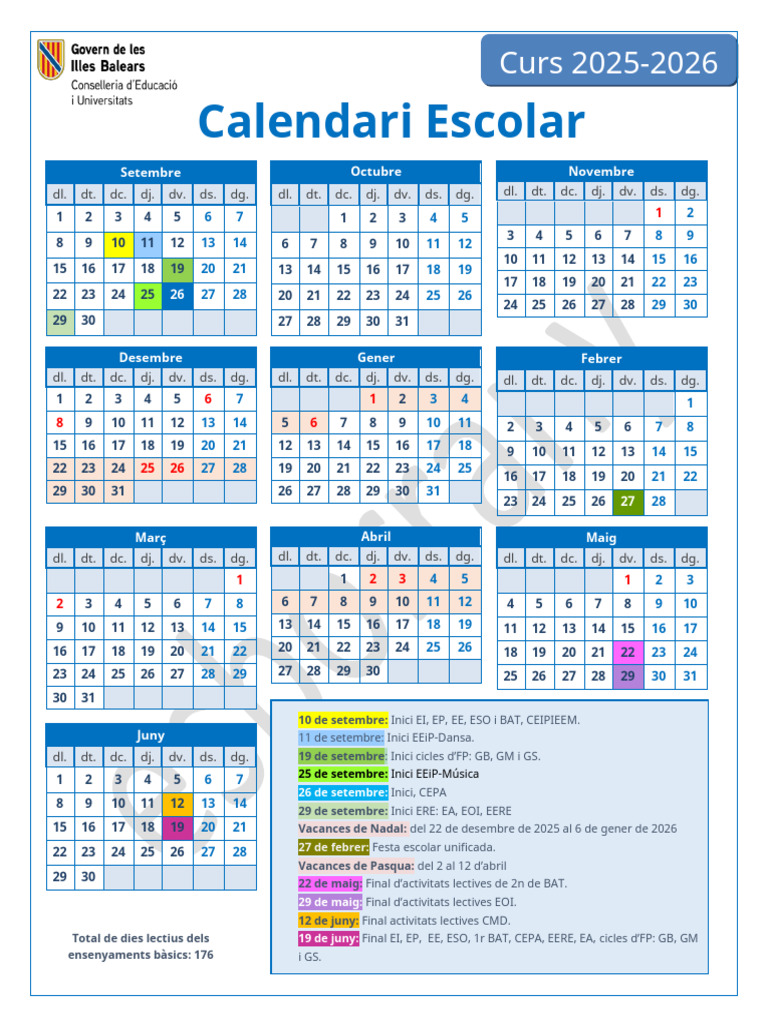 Calendario Escolar 2025-2026 | PDF