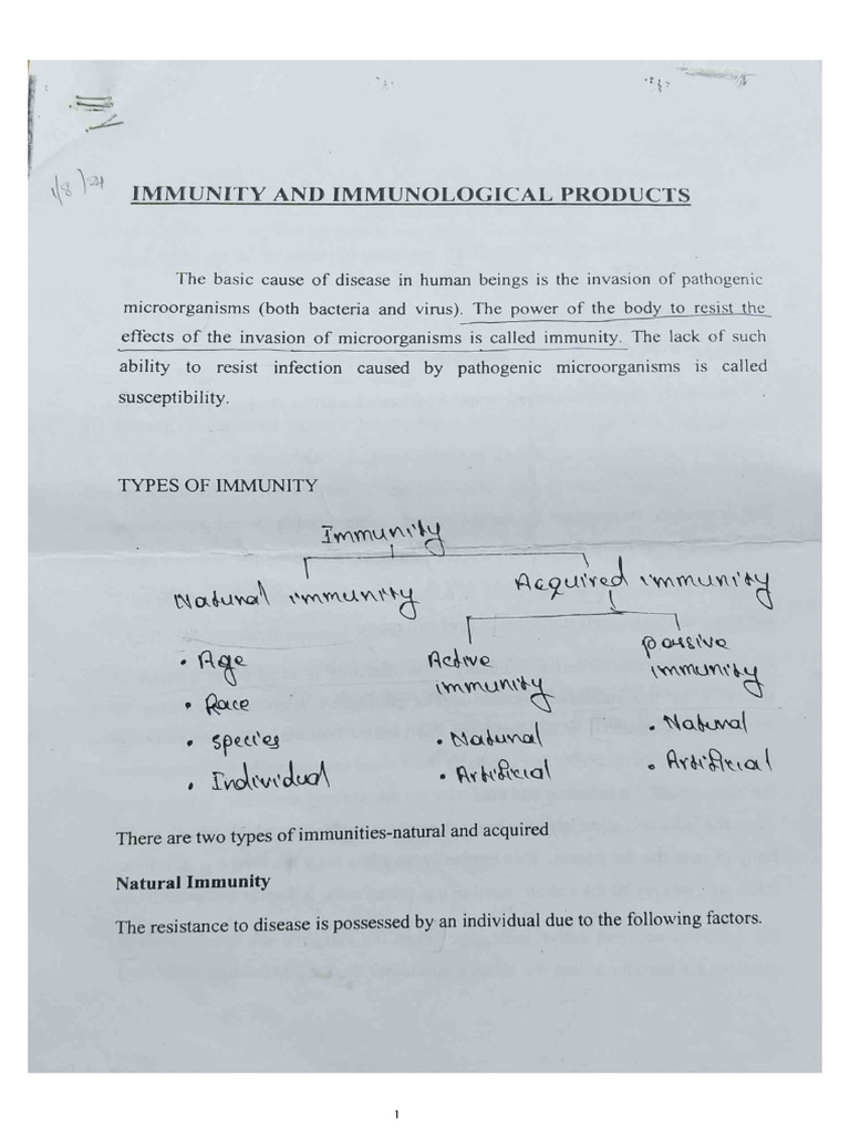 Immunology Reference Note | PDF