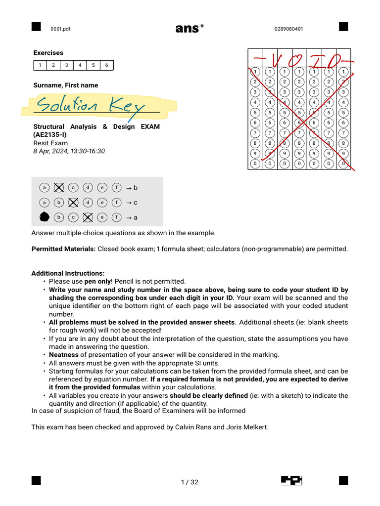 AE2135-I Full Resit Solutions | PDF | Bending | Mechanical Engineering